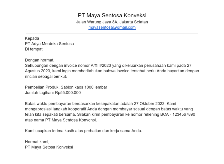 4 Contoh Surat Tagihan Beserta Fungsi & Cara Buatnya ...